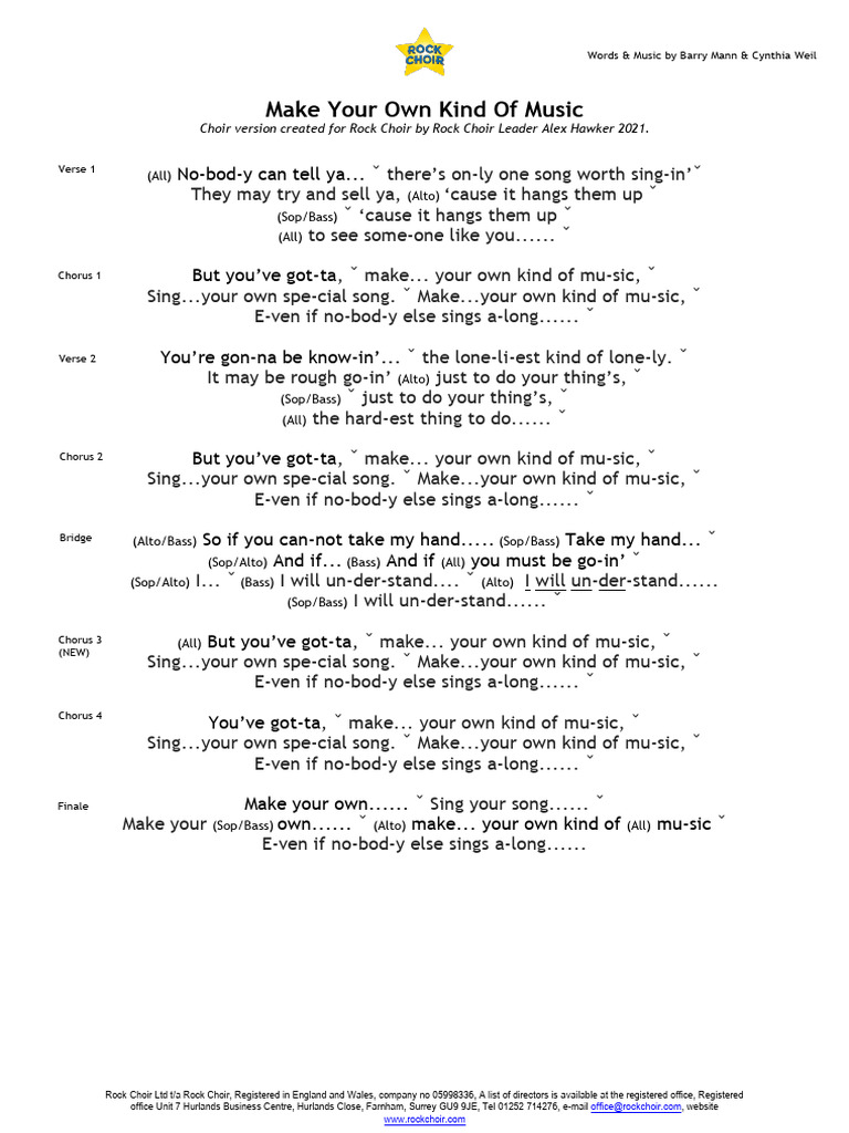 Make Your Own Kind of Music Lyrics | PDF | Musical Forms | Musical ...