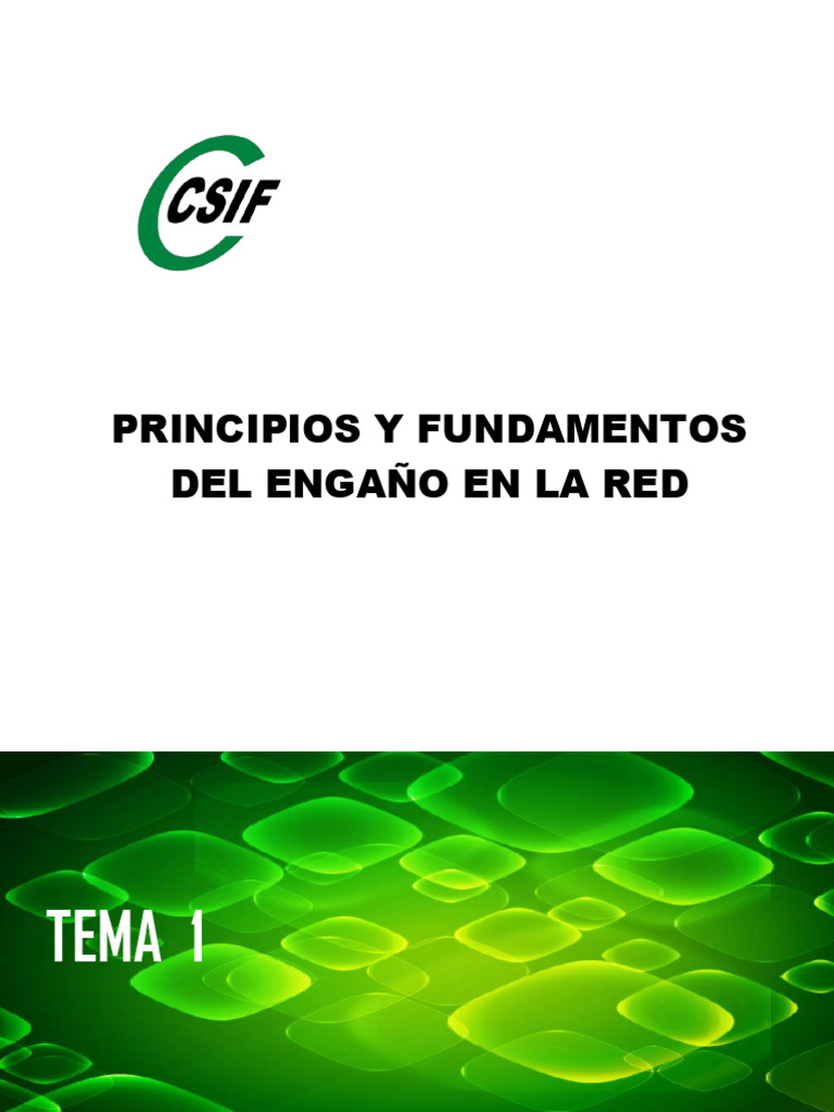 Tema 1. Principios y Fundamentos Del Engaño en La RED | PDF