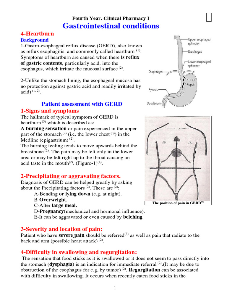 Gastrointestinal Conditions: 4-Heartburn | PDF | Gastroesophageal ...