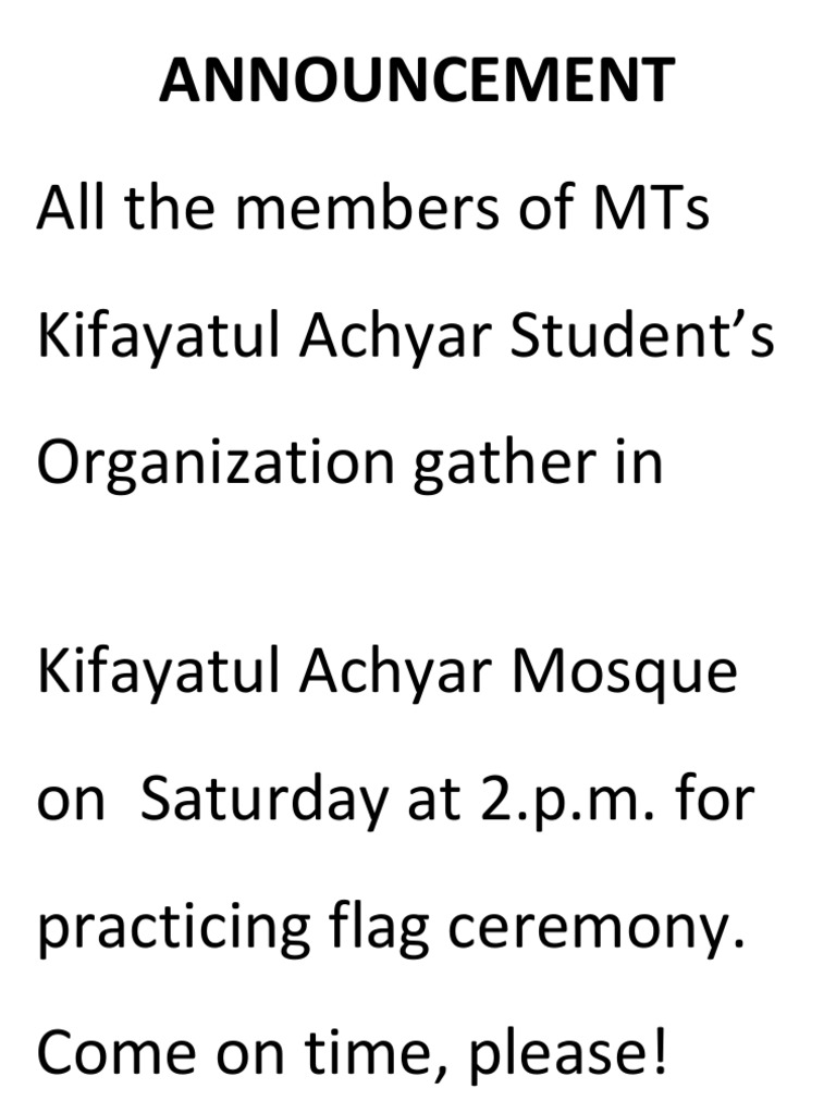 Flag Ceremony Practice Announcement | PDF