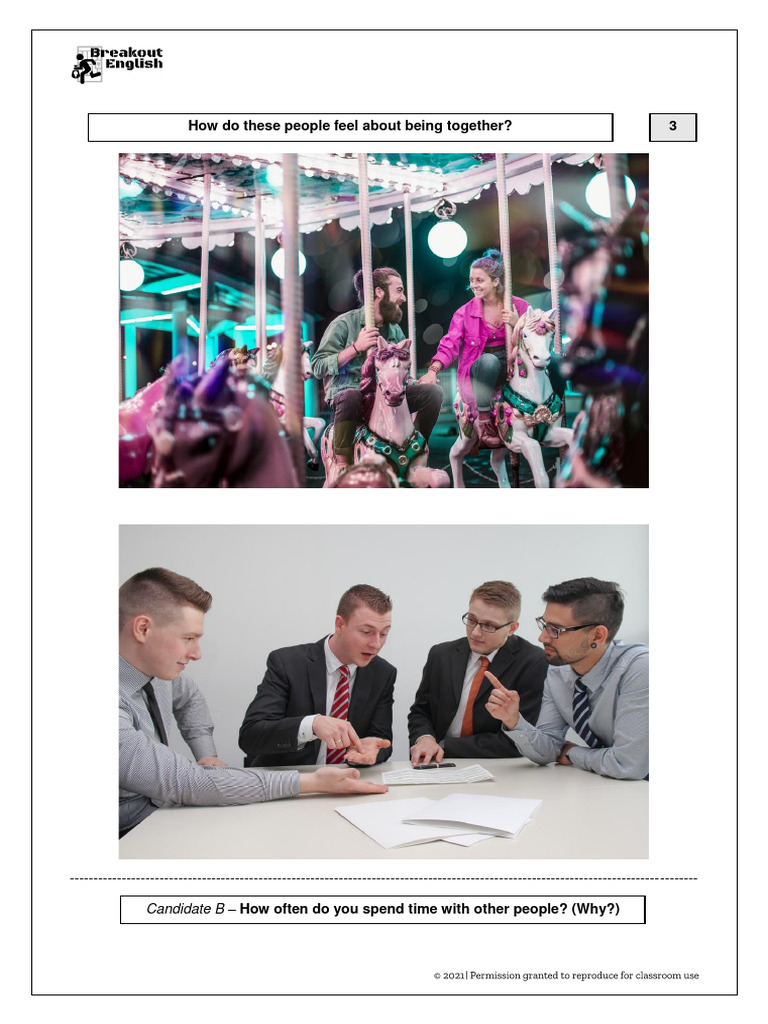 FCE Speaking Part 2: Picture Descriptions | PDF