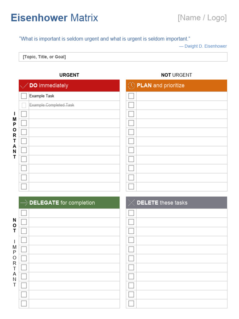 Eisenhower Matrix | PDF | Time Management | Professional Skills