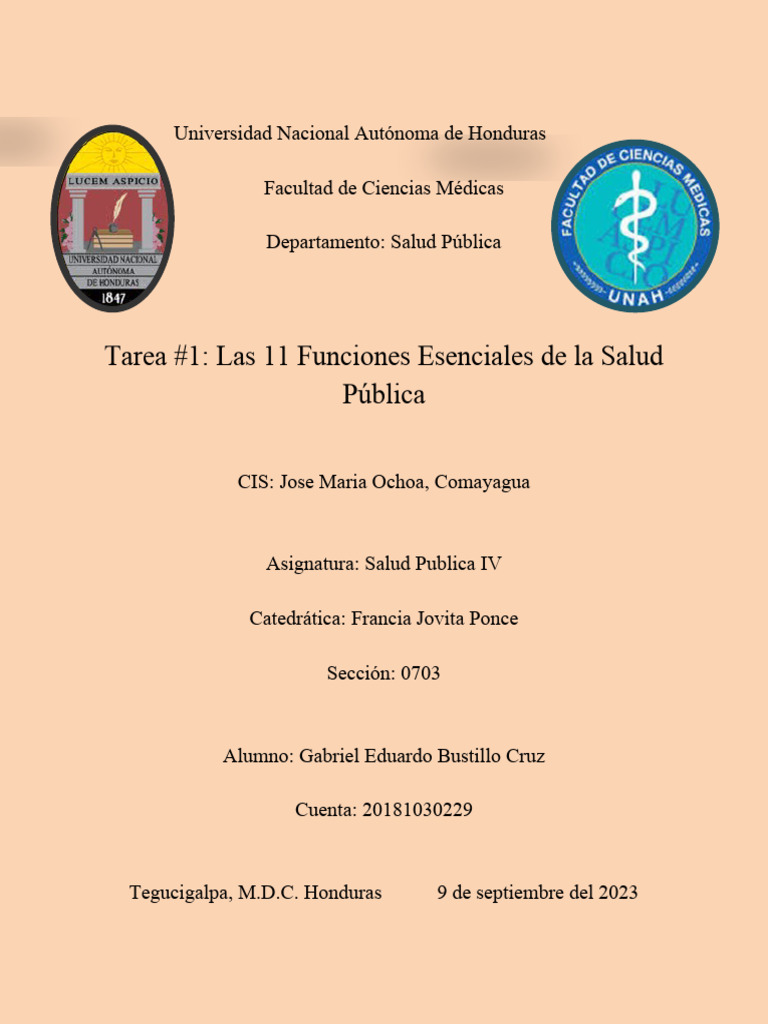 Las 11 Funciones Esenciales de La Salud Publica-Gabriel Eduardo Bustillo Cruz - 20181030229 ...