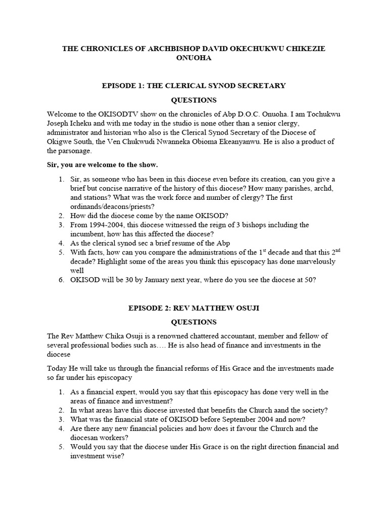 The Chronicles of Archbishop David Okechukwu Chikezie Onuoha | PDF | Foreign Language Studies ...