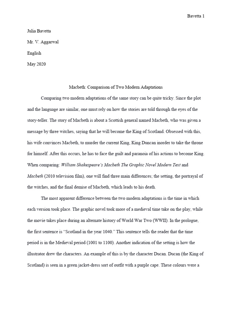 Macbeth: Comparison of Two Modern Adaptations | PDF