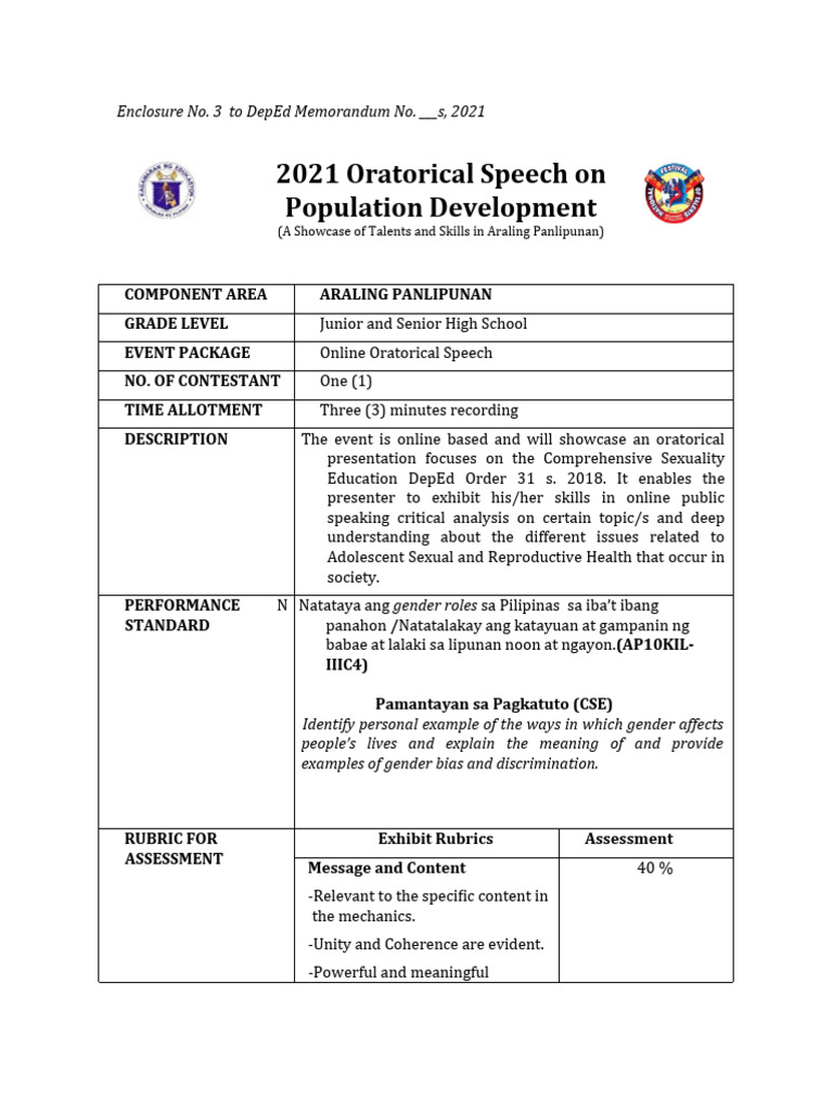 Guidelines in Oratorical Contest | PDF