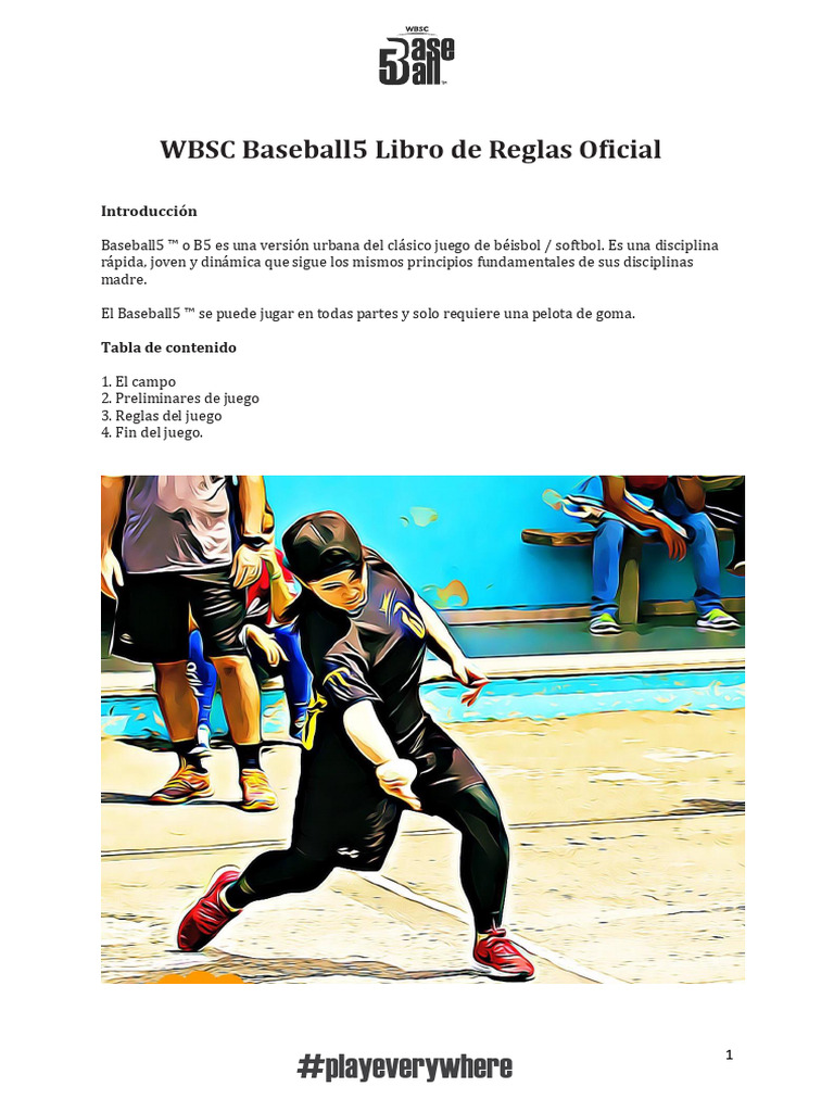 Baseball 5 Libro de Reglas Oficial | PDF | Sofbol | Juegos de pelota