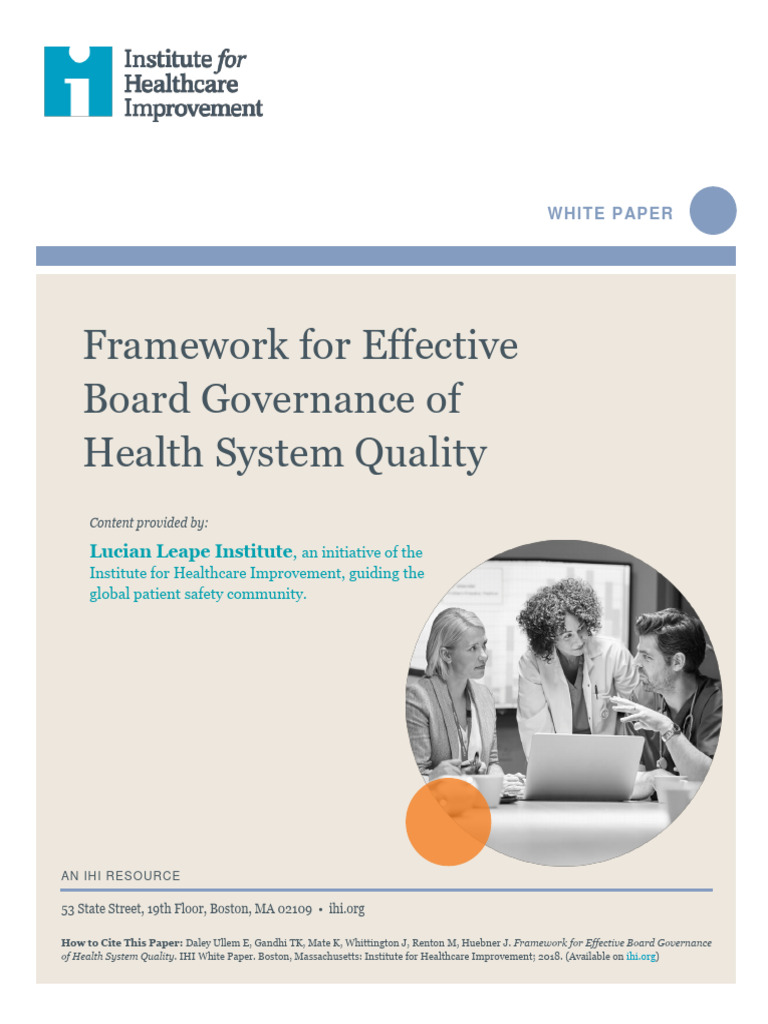 Framework For Effective Board Governance of Health System Quality | PDF ...