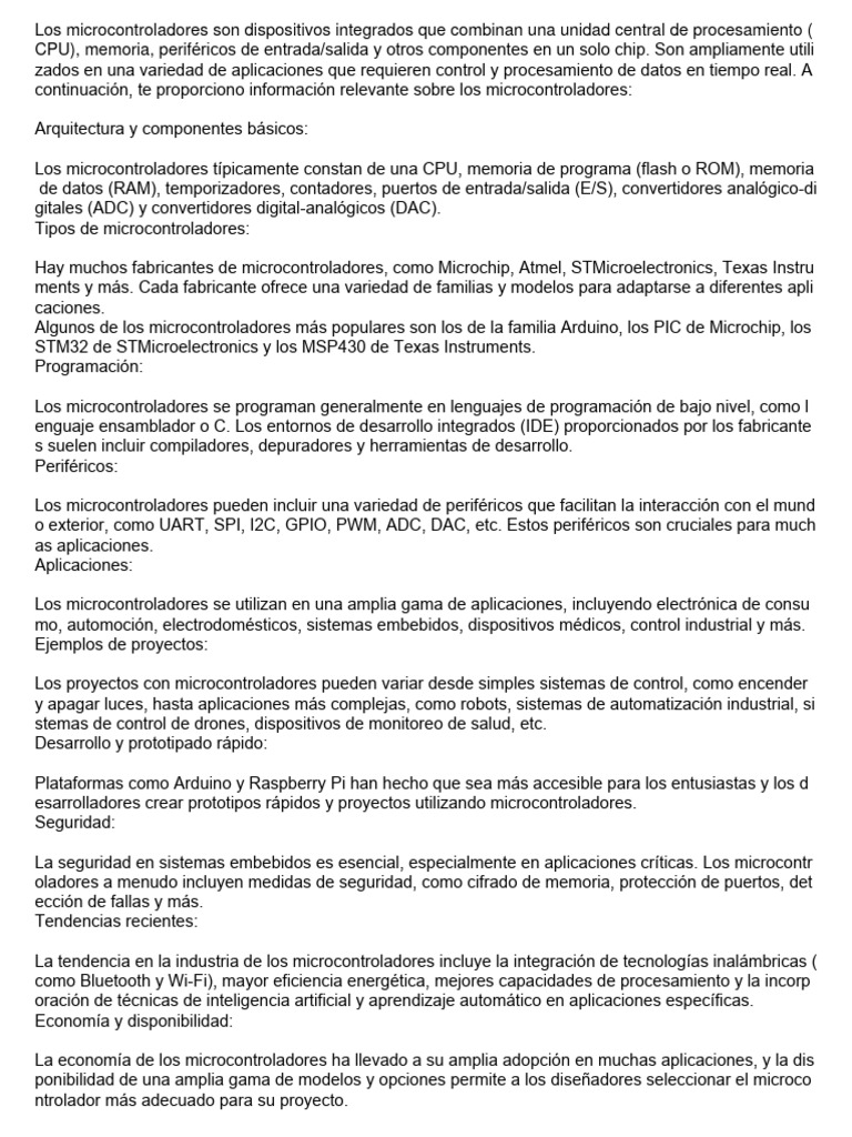 Microcontroladores definición | PDF | Microcontrolador | Sistema Integrado