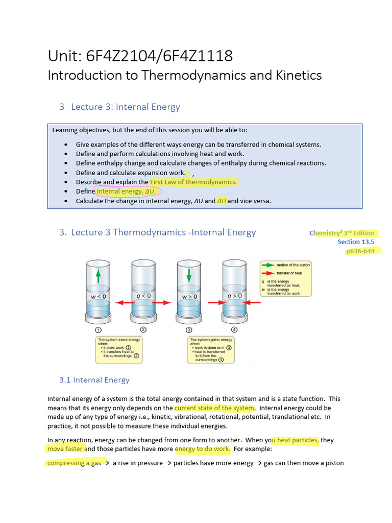 5 Internal Energy and First Law of Thermodynamics | PDF | Heat | Enthalpy