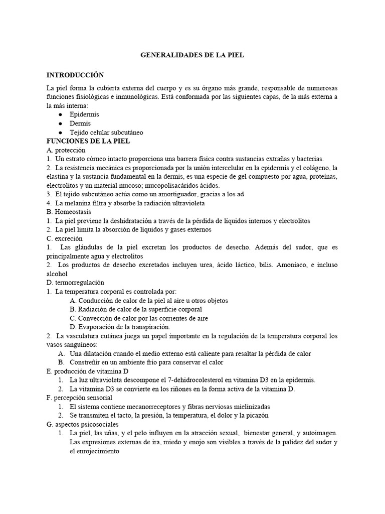 La Piel Pdf Piel Epidermis