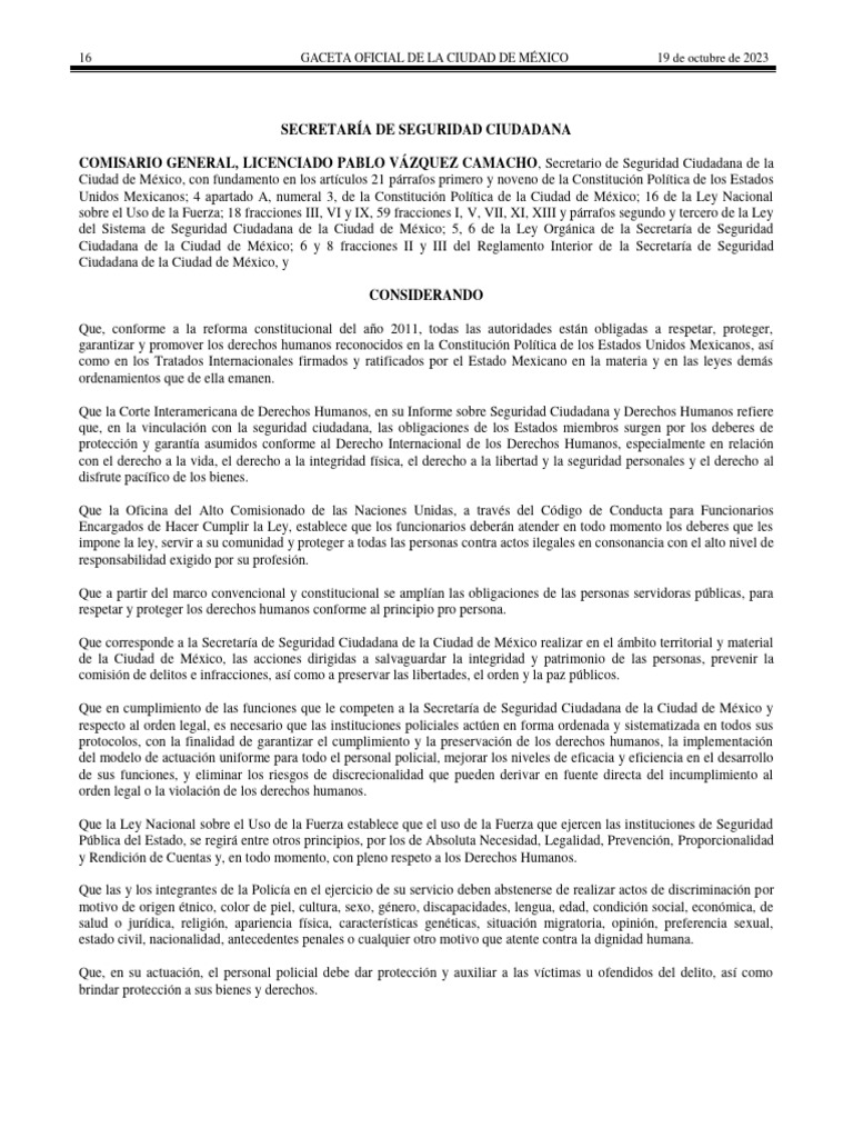 Protocolo General de Actuación Policial | PDF | Derechos humanos | Policía