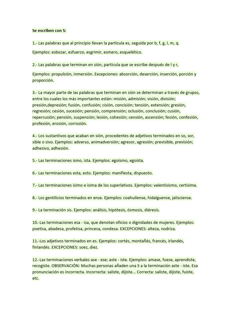 Reglas de Ortografía: S, C y Z | PDF