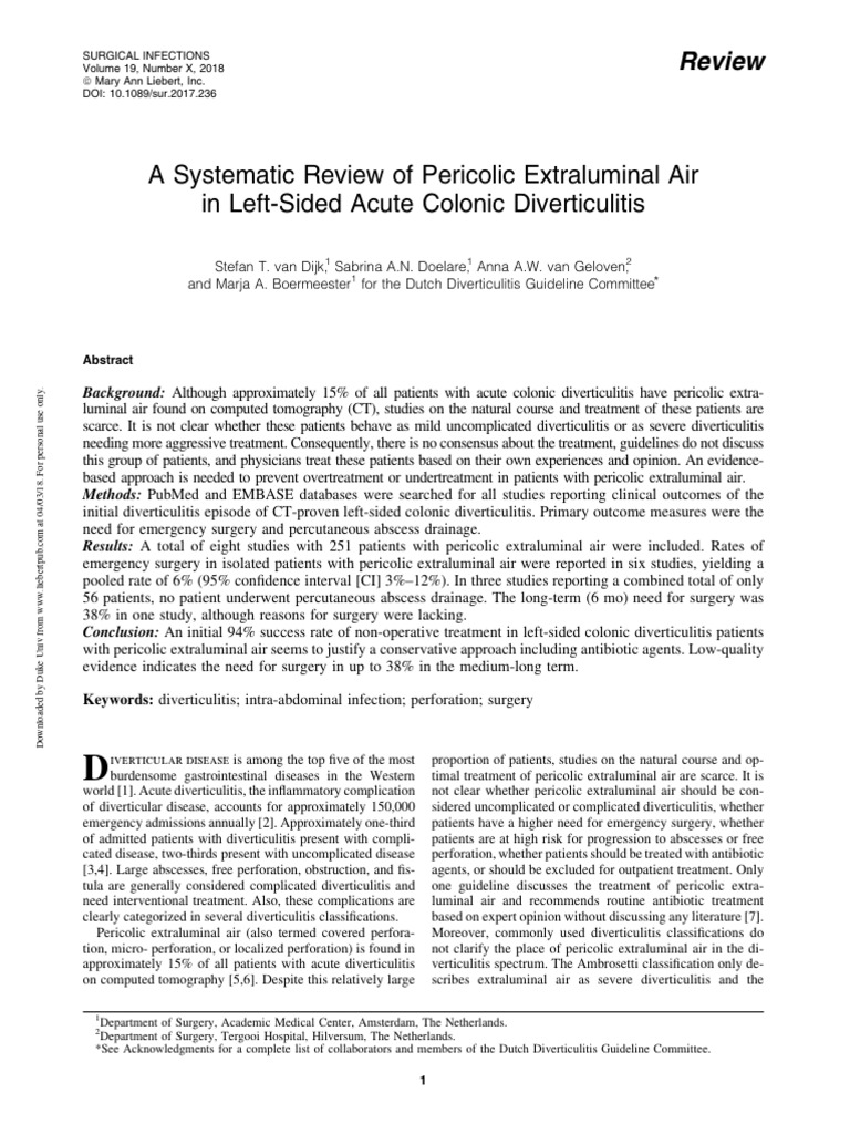 A Systematic Review of Pericolic Extraluminal Air in Left-Sided Acute ...