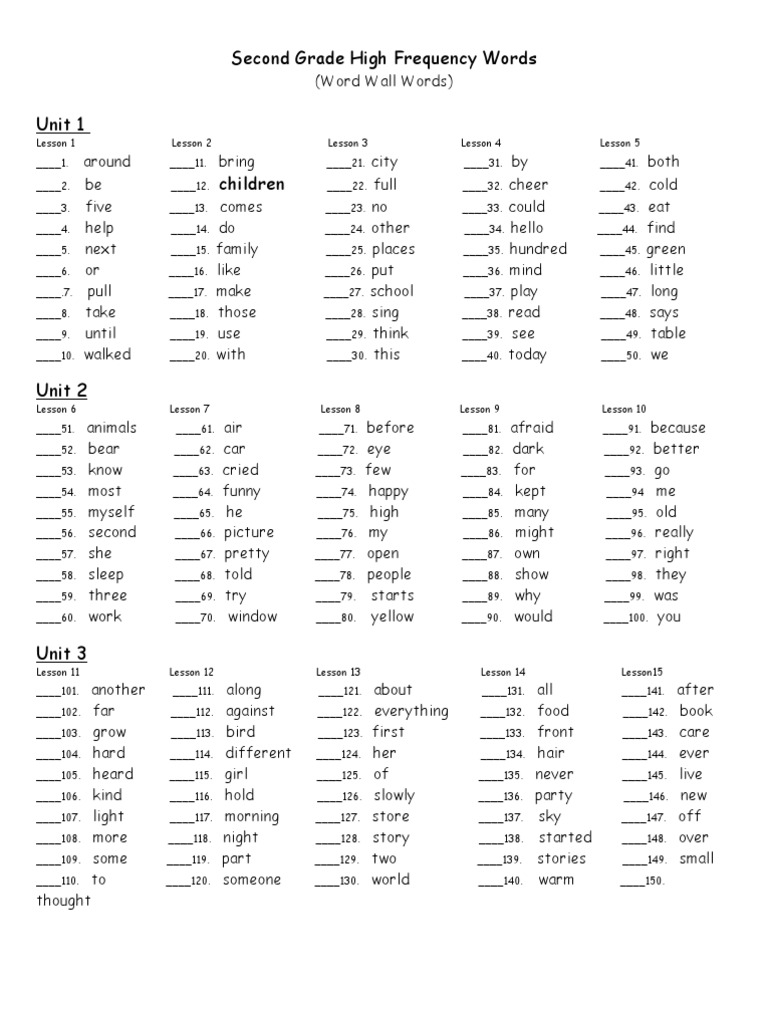 Second Grade High Frequency Words | PDF | Novels | Creative Works