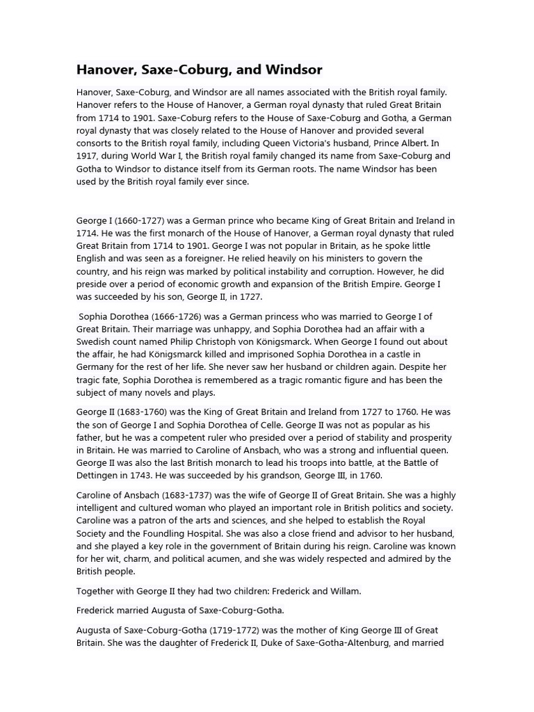 The Hanover Dynasty | PDF | House Of Windsor | Queen Victoria