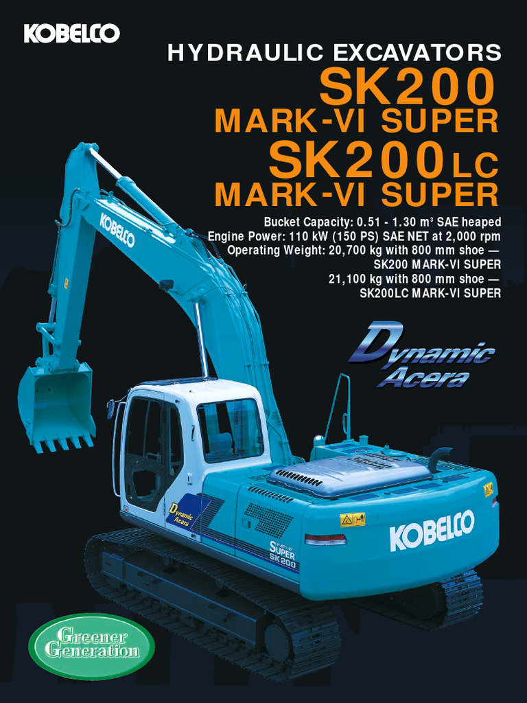 Kobelco SK200 | PDF | Horsepower | Engines