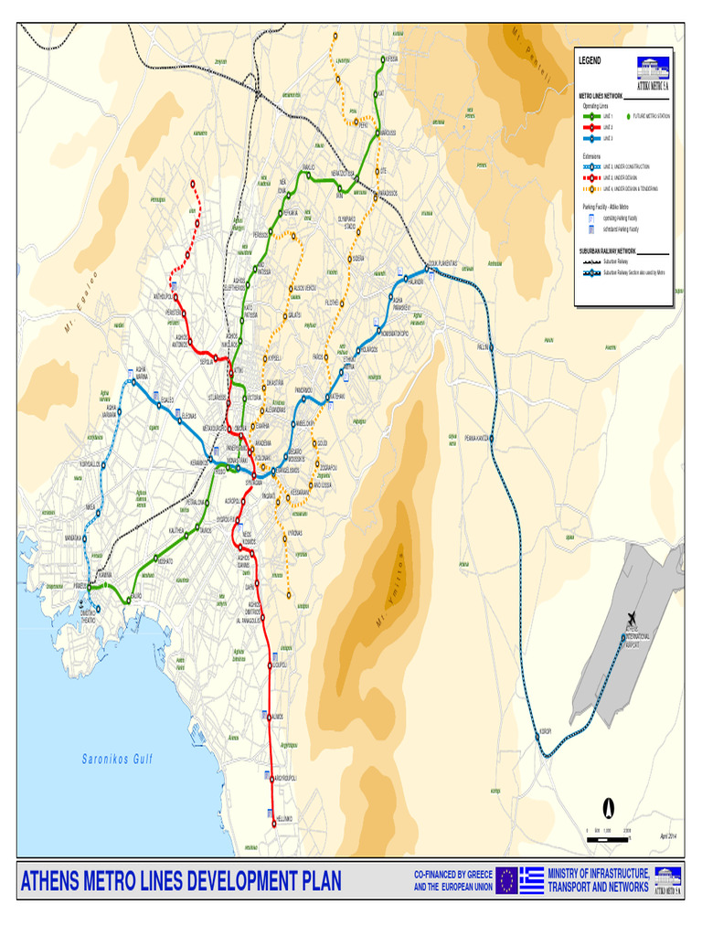 AM Athens Metro Map Apr14 en | Download Free PDF | Athens | Passenger ...