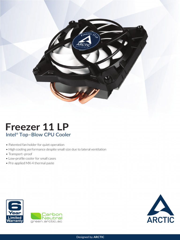 ARCTIC Freezer 11 LP - Spec - Sheet | PDF | Technology & Engineering