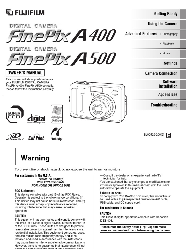 Manual FujiFilm FinePix A400 | PDF | Camera | Flash (Photography)