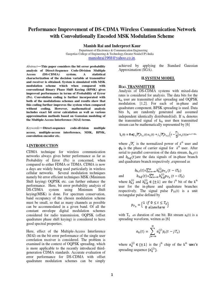 MSK Modulation | PDF | Code Division Multiple Access | Modulation