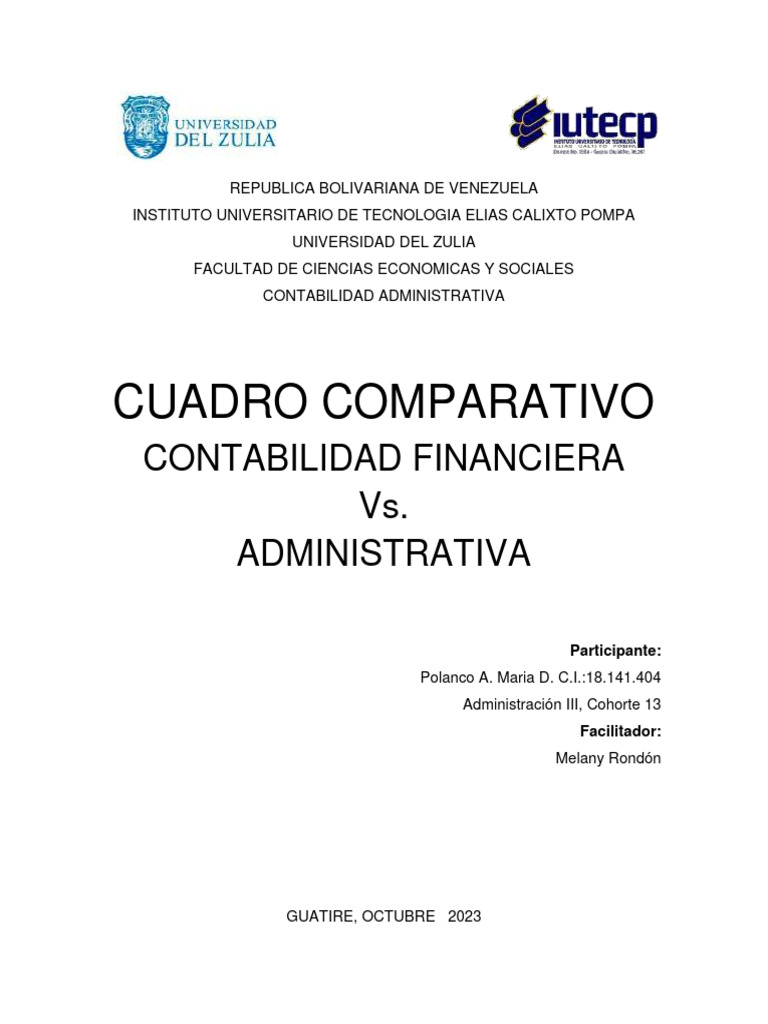 Cuadro Comparativo Contabilidad Financiera y Administrativa | PDF