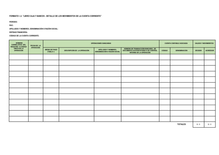 Libro Caja y Bancos FORMATO 1.2 | PDF
