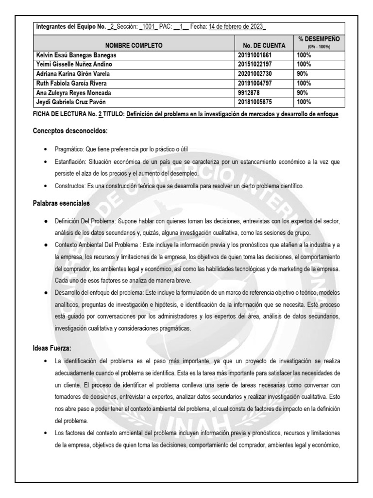 Equipo2 Ficha Definición Problema Investigaciónmercados | PDF