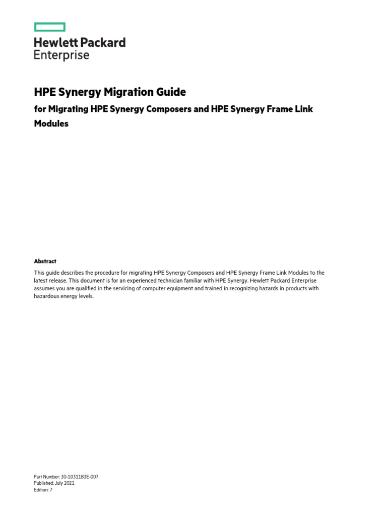 HPE Synergy Migration Guide | PDF
