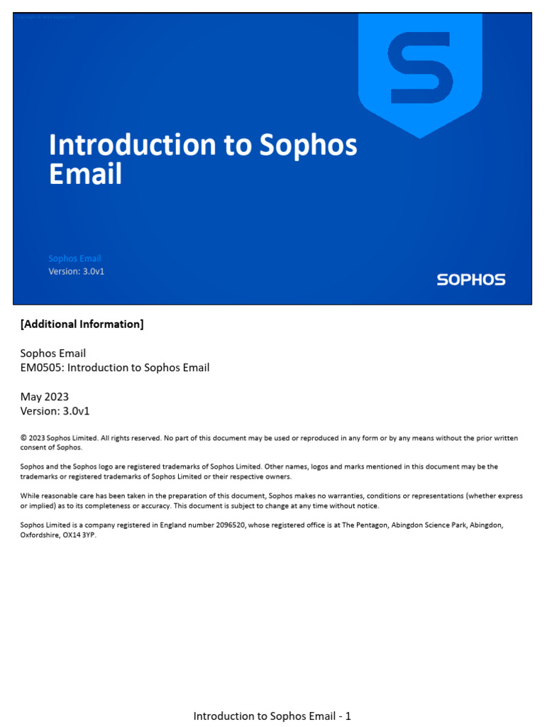 EM0505 3.0v1 Introduction To Sophos Email | PDF | Email Spam | Domain ...
