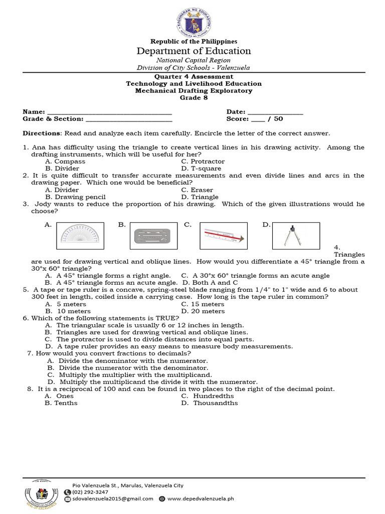 Q4 Mechanical Drafting Exploratory - Grade 8 | PDF | Geometry