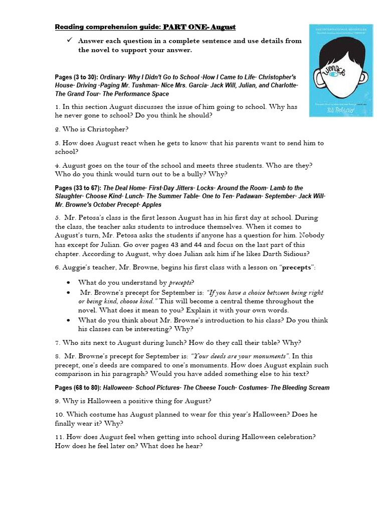 Reading and Vocabulary Guide PART I WONDER | PDF | Foreign Language Studies