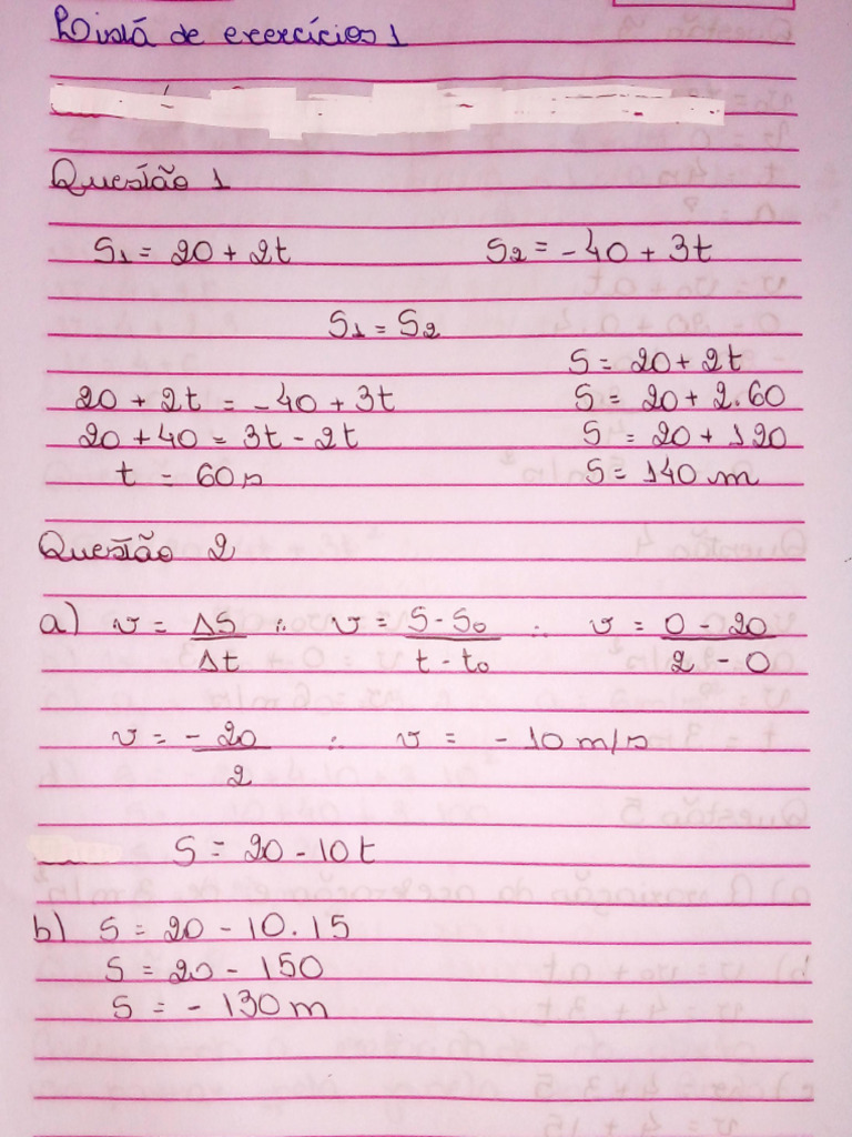 Resolução Da Lista de Exercícios 1 | PDF Resolução Da Lista de Exercícios 1 | PDF