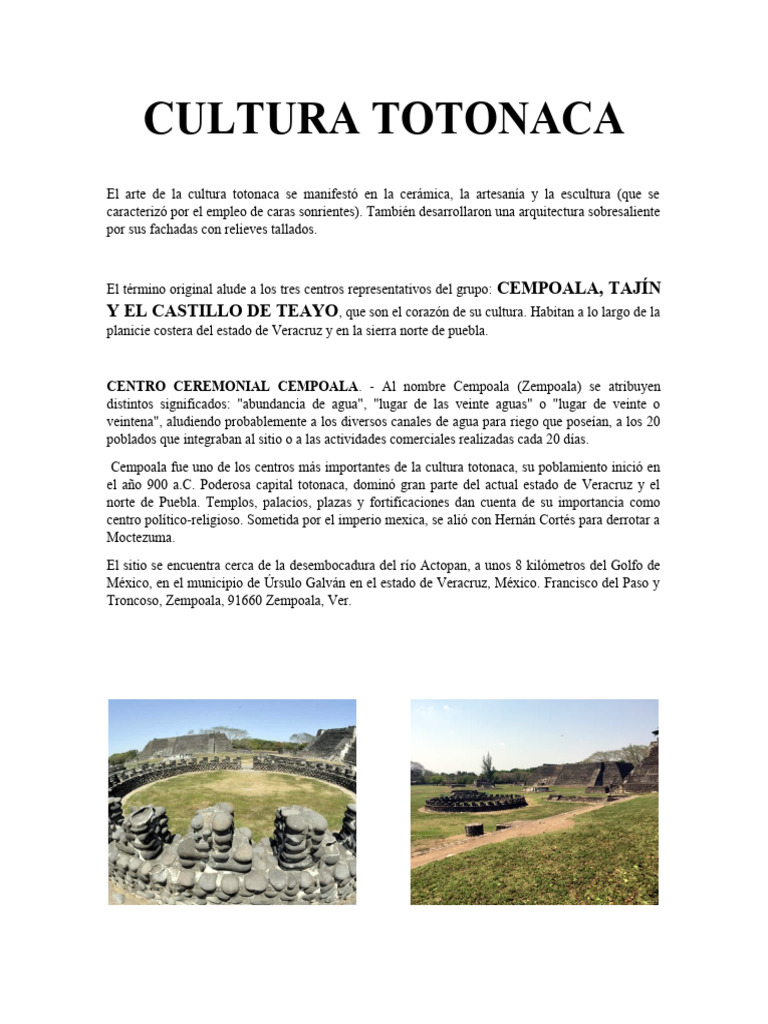Cultura Totonaca | PDF | Cultura de las Americas | Pueblos indígenas de ...