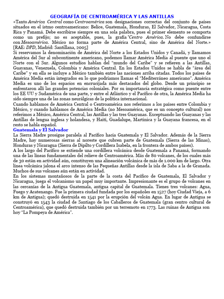 Geografía de Centroamérica y Las Antillas | PDF | Centroamérica | Américas
