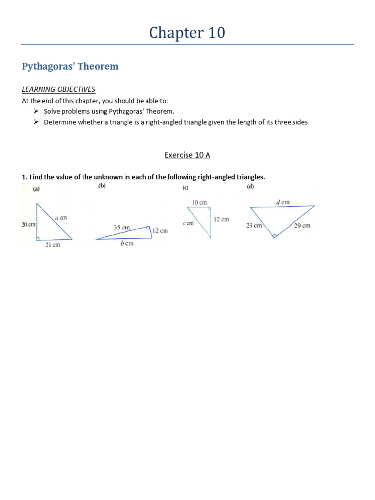 Pythagoras' Theorem | PDF