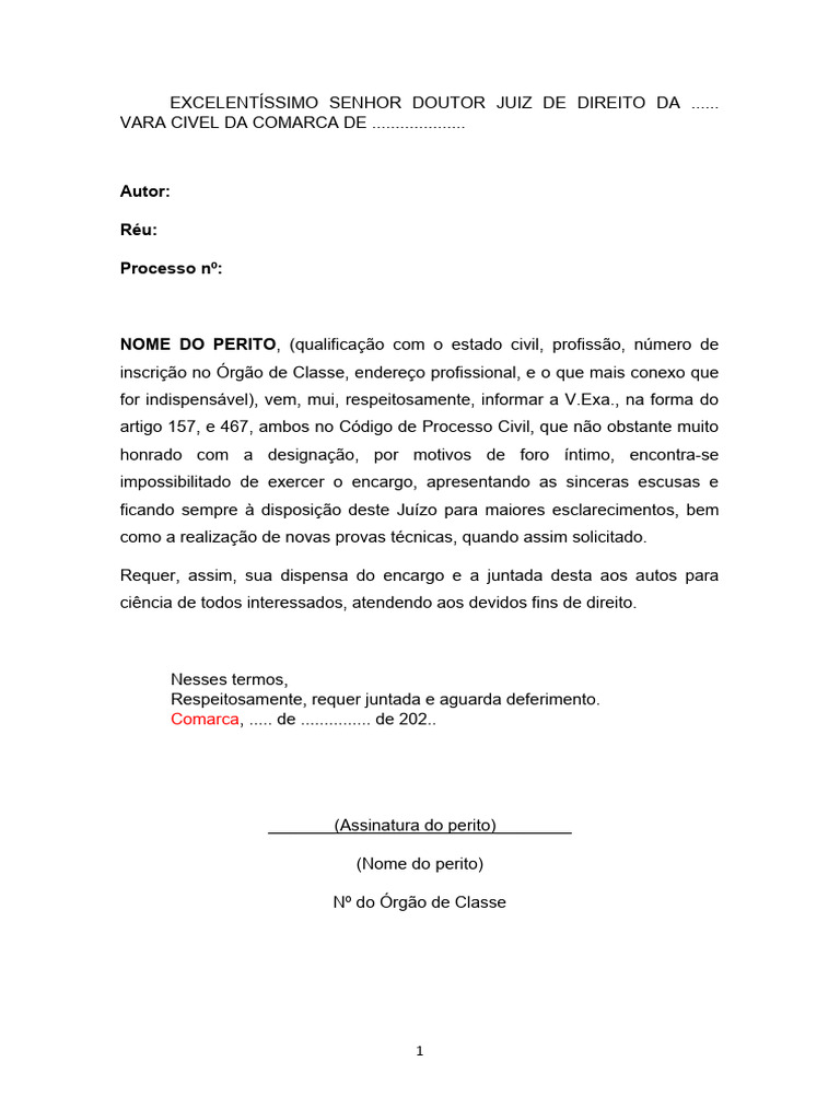 Modelo Petiçao de Escusa | PDF