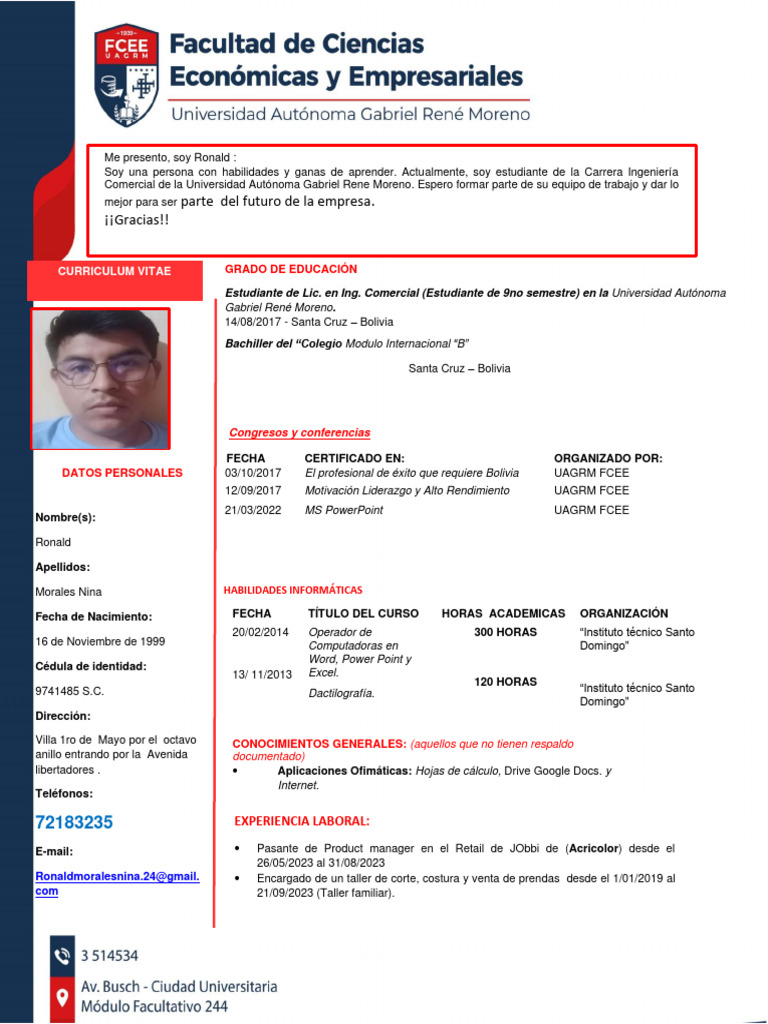 Ronald Morales Nina | PDF | Microsoft PowerPoint | Paquetes de software ...