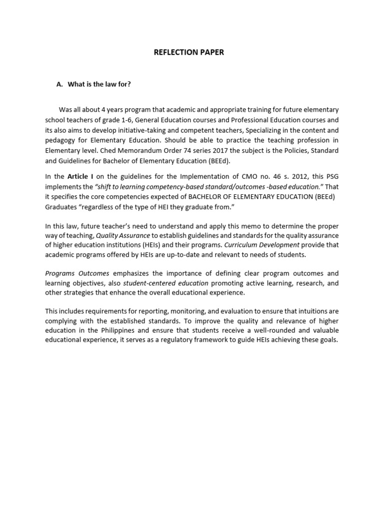 Reflection Paper (GMRC) | PDF | Curriculum | Etiquette