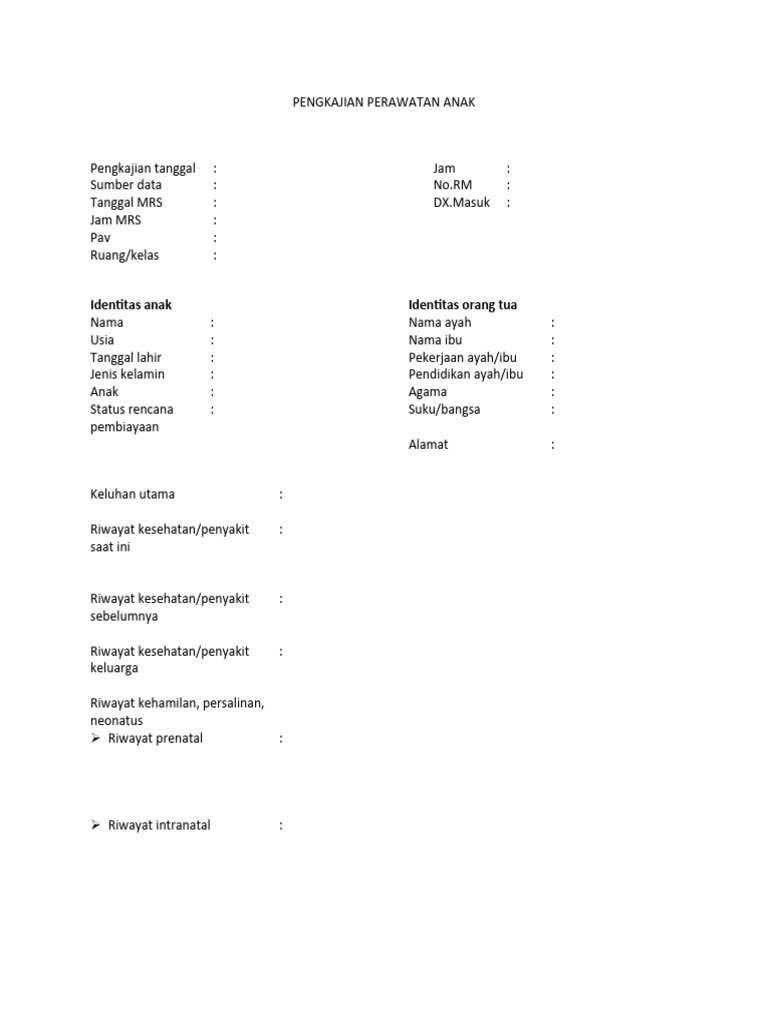 Format Askep Anak | PDF | Kesehatan Holistik