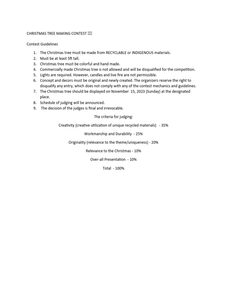 Christmas Tree Making Contest ??? | PDF
