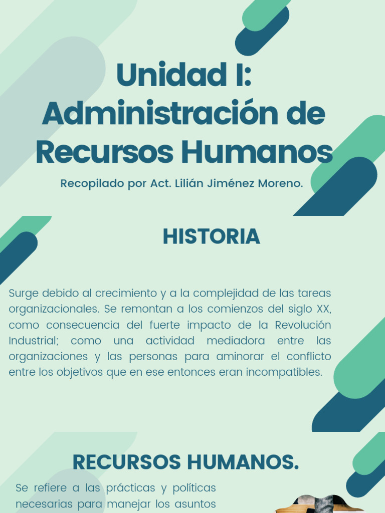 Unidad I Administración de Recursos Humanos | PDF | Gestión de recursos humanos | Economias