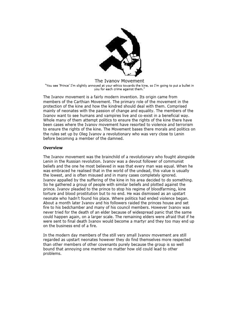 Vampire The Requiem - Covenant - Ivanov Movement | PDF | Social Science ...