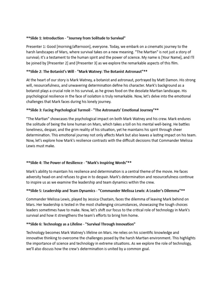 Script (The Martian) | PDF | Science & Mathematics | History