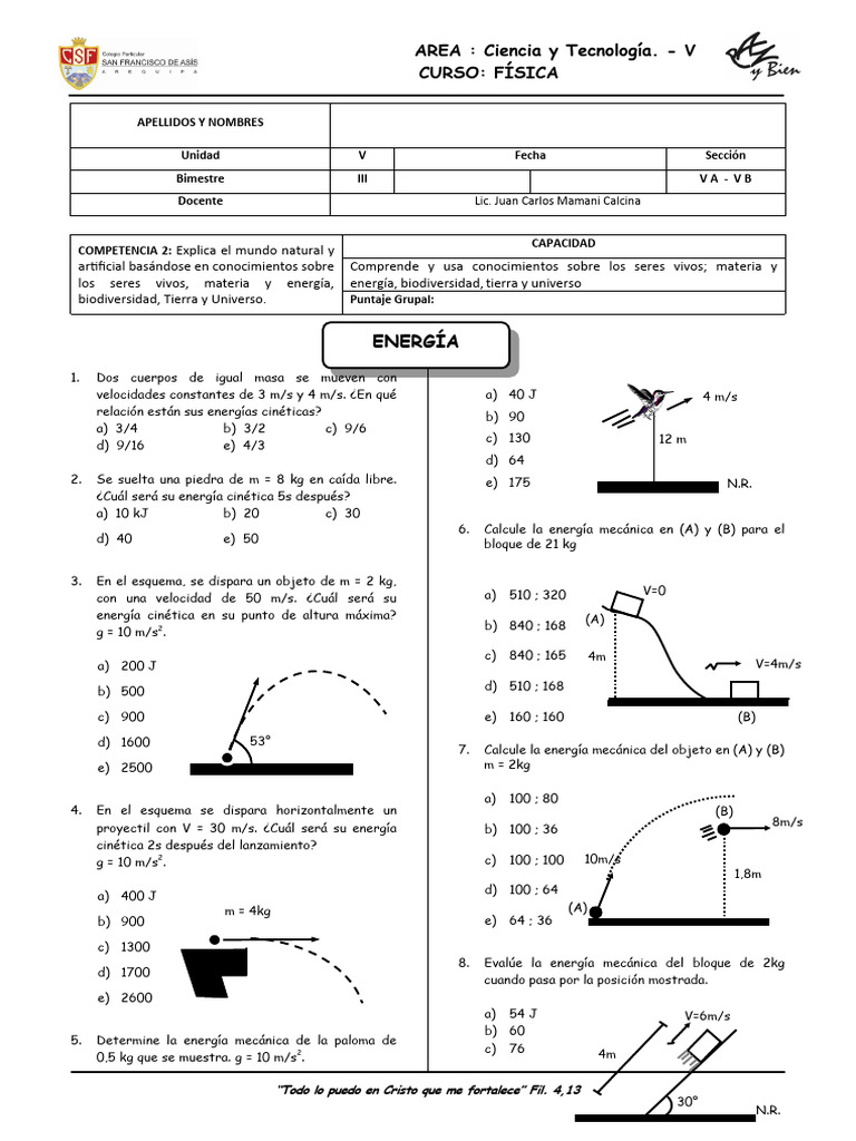 Energia para Quinto | PDF | Fricción | Ciencias fisicas