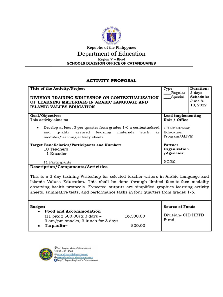 Activity Proposal No 2 Pdf Teachers Pedagogy