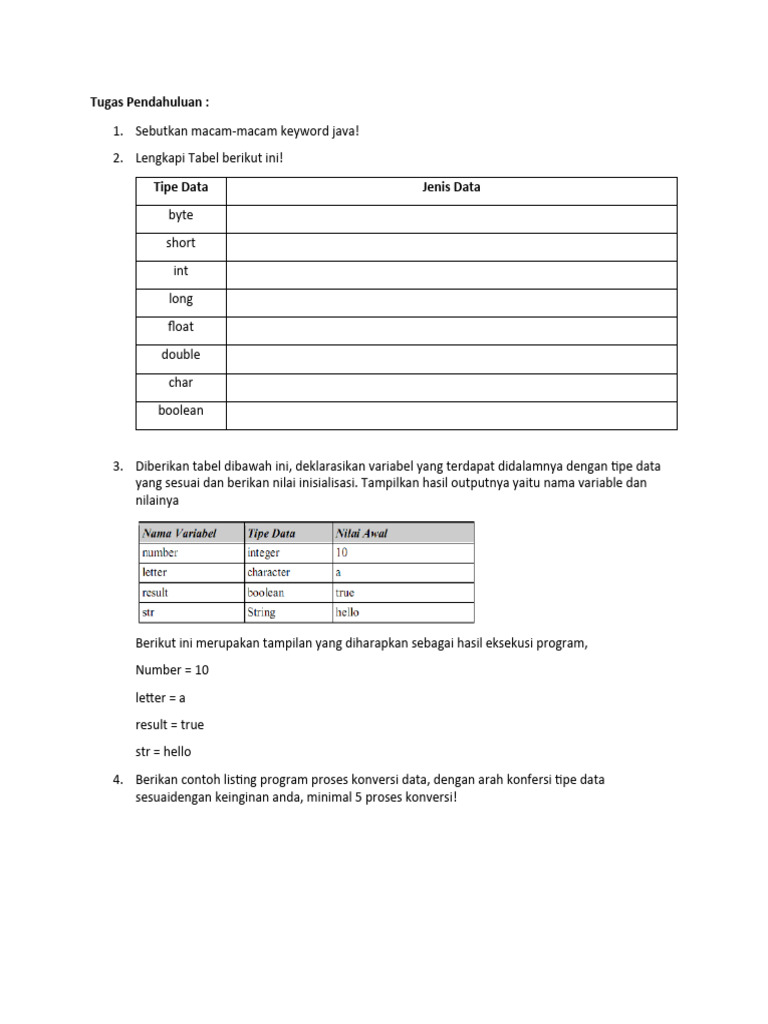 Tugas Variabel Dan Tipe Data | PDF