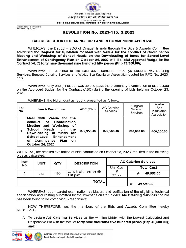 BAC Resolution 115 | PDF