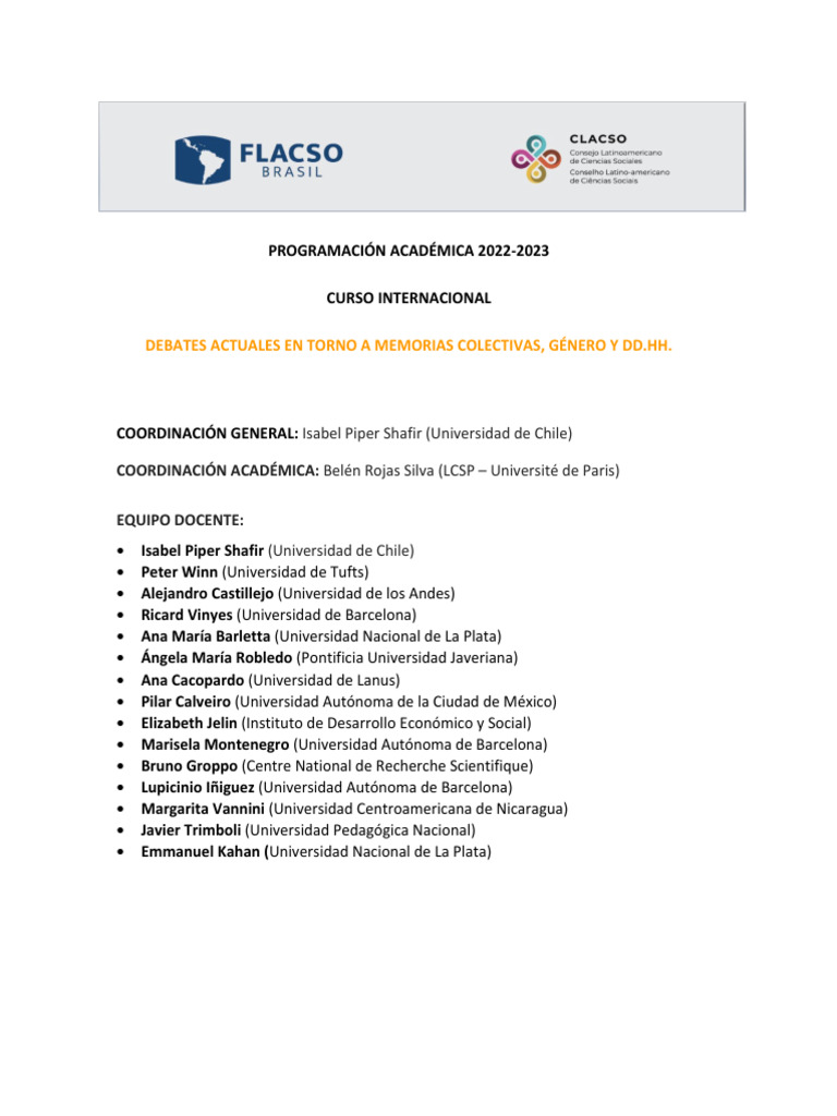 Programa CI 2022-2023 | PDF | Derechos humanos | Colombia