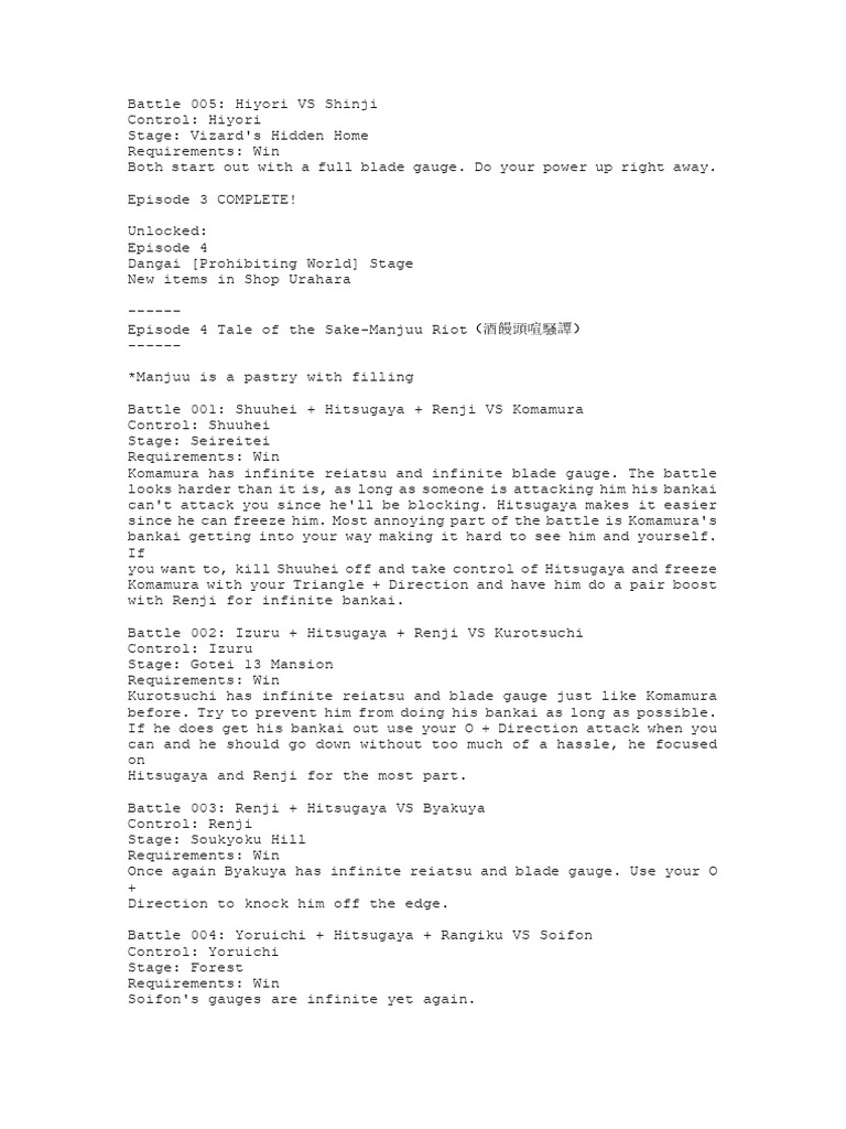Bleach Game Story Mode Guide | PDF
